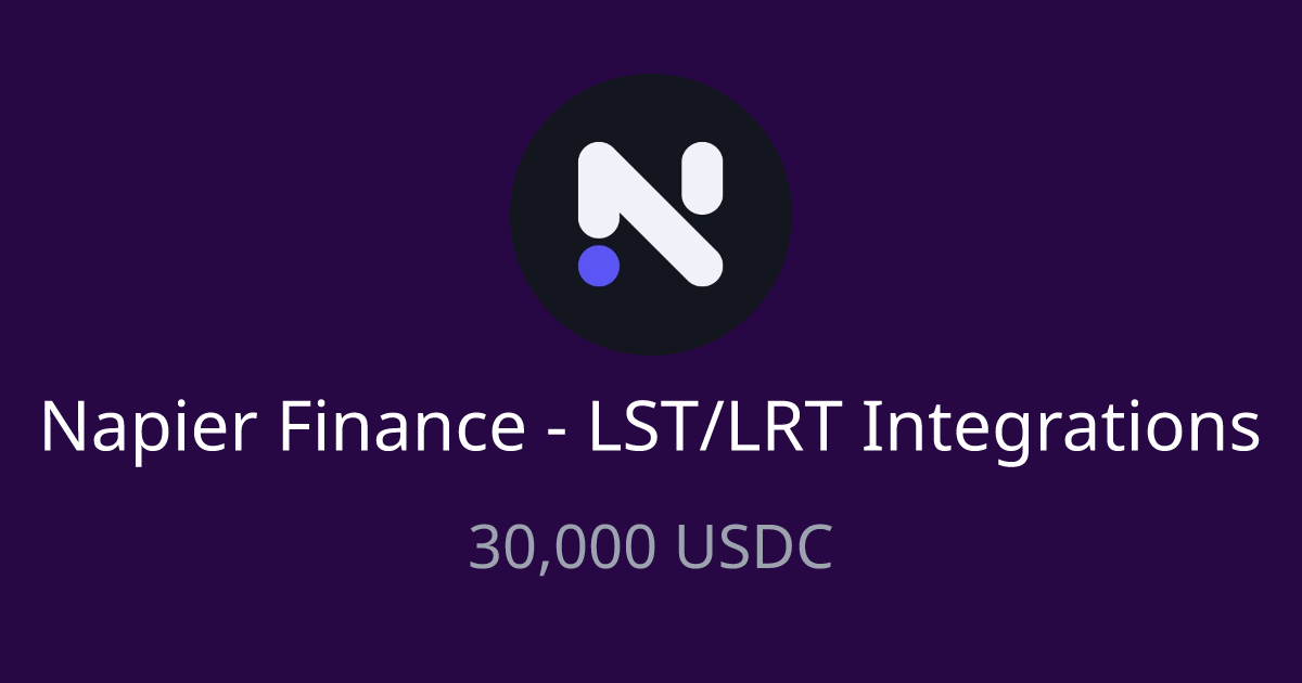 Napier Finance - LST/LRT Integrations Contest - 30,000 USDC